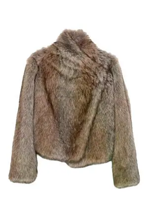 B&B COUTURE Faux-fur Wide-lapel Coat - Brown