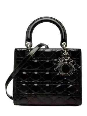 Dior 2013 Medium Patent Cannage Lady Dior Satchel Black