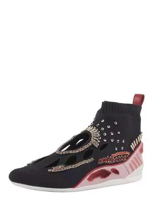 Valentino Garavani Crystal-embellished Cut-out Sock Sneakers - Black