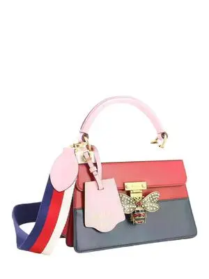 Gucci Queen Margaret Top Handle Bag Colorblock Leather Small Satchel - Blue