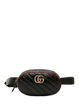Gucci Gg Marmont Matelassé Calfskin Belt Bag - Black