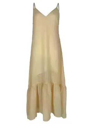 Maje Sleeveless V-neck Ruffled Hem Maxi Dress - Neutrals