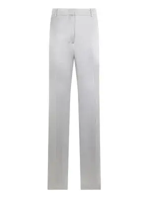 Alberta Ferretti Slim-fit Silk Satin Trousers - Grey