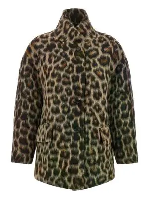 ALBERTO BIANI Alberto Biani Animal Print Brushed Finish Coat