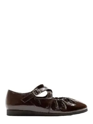 NAGUISA Bec Ballet Flat With Criss-cross Straps And Buckle Fastening - Brown