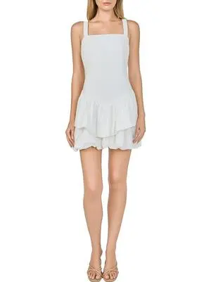 Endless Rose Tiered Bubble Hem Sleeveless Mini Dress - Ivory