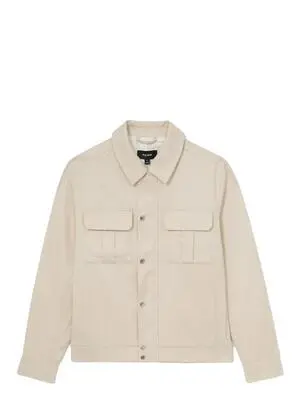 REISS Cotton & Lyocell Spread Collar Shirt Jacket - Stone
