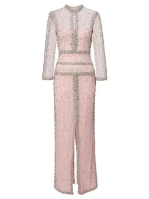 COSTARELLOS Costarellos Belina Embellished Tulle Gown