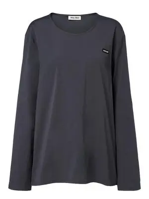Miu Miu Cotton-blend Poplin T-shirt - Grey