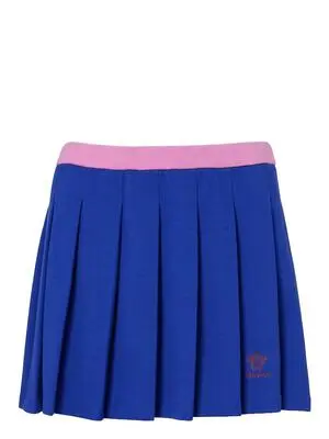 Versace Pleated Cotton Piqué Miniskirt - Blue