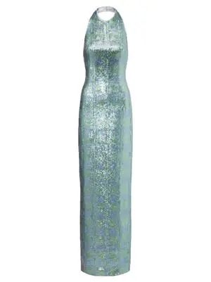 MARKARIAN Nerine Gingham Sequined Gown - Blue