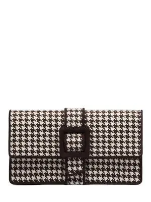 Manolo Blahnik Maycap Houndstooth Clutch - Brown