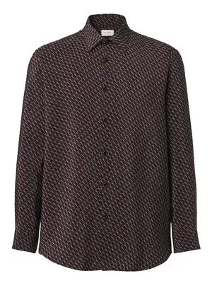 Saint Laurent Cassandre Printed Silk Shirt - Black