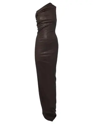 Rick Owens Athena Asymmetric Draped Leather Gown - Brown