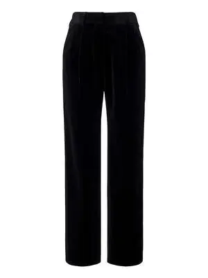 BLAZÉ MILANO Fox Pleated Cotton Velvet Straight Pants - Black