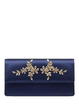 Manolo Blahnik Embellished Satin Clutch - Blue