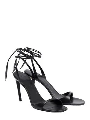 Attico Ora Leather Sandals - Black