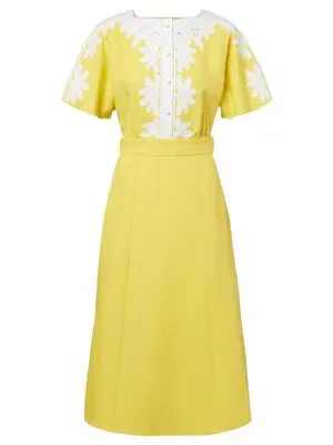 Valentino Garavani Embroidered Linen Midi Dress - Yellow
