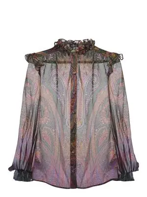 Etro Paisley Ruffled Silk Chiffon Shirt - Multicoloured