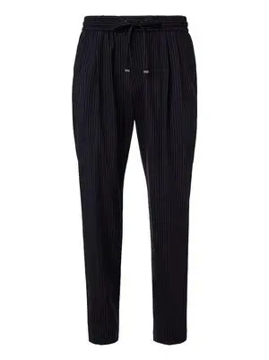 Dolce & Gabbana Pinstripe Wool-blend Straight Pants - Blue