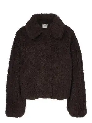 Vince Cropped Bouclé Blouson Jacket - Brown