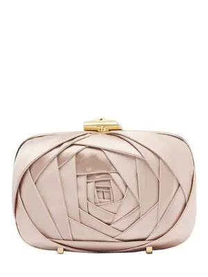 ROGER VIVIER Satin Rose Clutch With Chain Strap - Pink