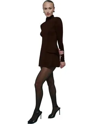 Bardot Lizet Long Sleeve Mini Dress - Dark Choco