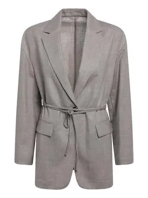 Brunello Cucinelli Double-breasted Almond Virgin Wool Blazer - Brown