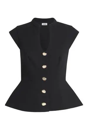 SANDRO Sandro Paris Peplum Top With Gold-Tone Crest Buttons