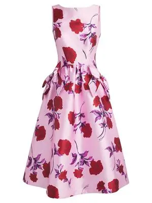 Rebecca Vallance Melora Floral Satin Midi Dress - Pink