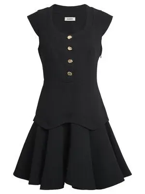 Sandro Structured Buttoned Mini Dress - Black
