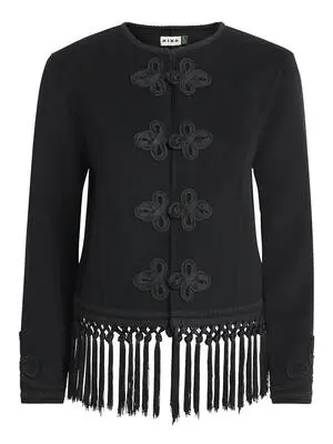 Rixo Inga Fringed Jacket - Black
