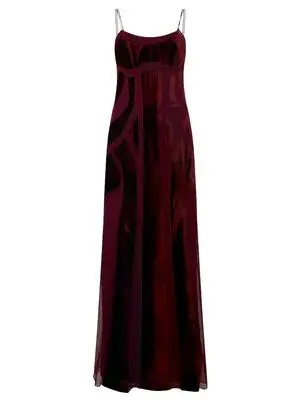 Alberta Ferretti Velvet-effect Panelled Maxi Dress - Red