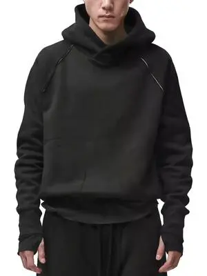 THOM KROM Raw-edge Raglan-sleeve Hoodie - Black