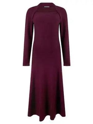 Alberta Ferretti Long-sleeve Wool Midi Dress - Red