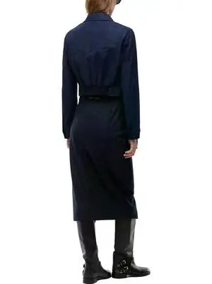 Pinko Zip-up Cropped Jacket With Classic Collar - Blue
