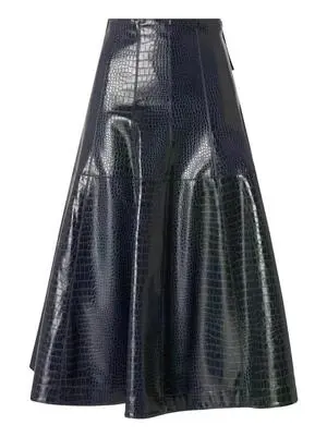 PINKO PINKO Croc-Effect Flared Midi Skirt