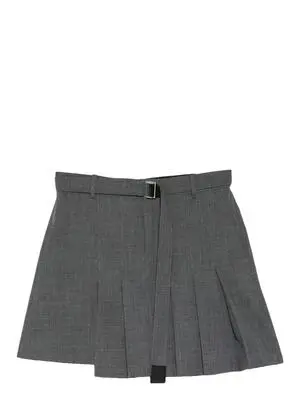 Sacai Pleated Suiting Shorts With Belted Waist - Grey