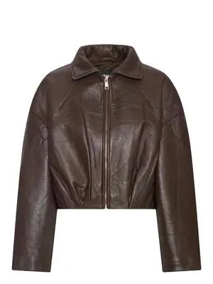 ROTATE BY BIRGER CHRISTENSEN Bonded Leather Jacket - Brown