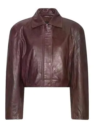 ROTATE BY BIRGER CHRISTENSEN ROTATE BIRGER CHRISTENSEN Boxy Cropped Leather Jacket