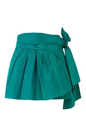 Alberta Ferretti Tie-fastening Pleated Wrap Mini Skirt - Green