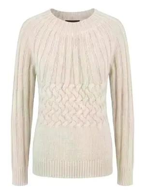 MOORER Cable-knit Crew Neck Sweater - Neutrals