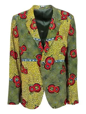 Vintage Graphic-print Single-breasted Blazer - Yellow