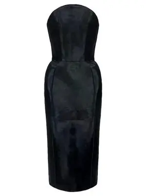 ELISABETTA FRANCHI Elisabetta Franchi Midi Leather Dress With Geometric Silhouette And Corsetry Lacing