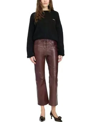 ROTATE BY BIRGER CHRISTENSEN Leather Capri Pants - Red