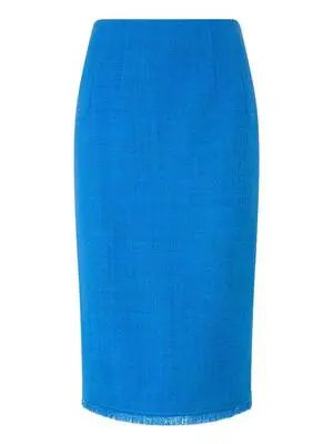 Alberta Ferretti Fringed Pencil Midi Skirt - Blue