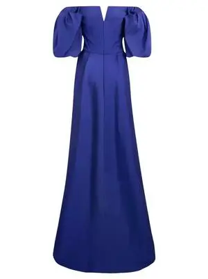 Alberta Ferretti Off-the-shoulder Puff-sleeve Maxi Dress - Blue
