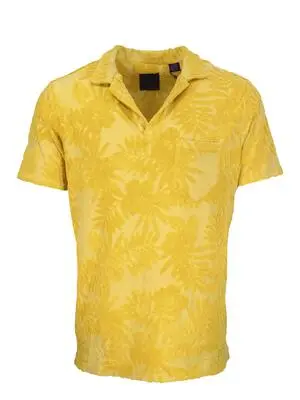 LORDS OF HARLECH Johnny Farm Floral Towel Polo Sunshine - Yellow