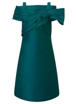 Alberta Ferretti Bow Detail Trapeze Mini Dress - Blue