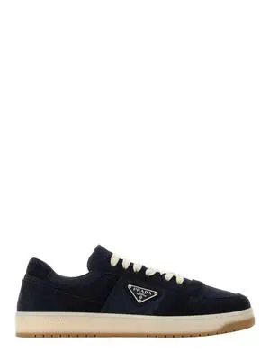 Prada Suede And Fabric Lace-up Sneakers - Blue